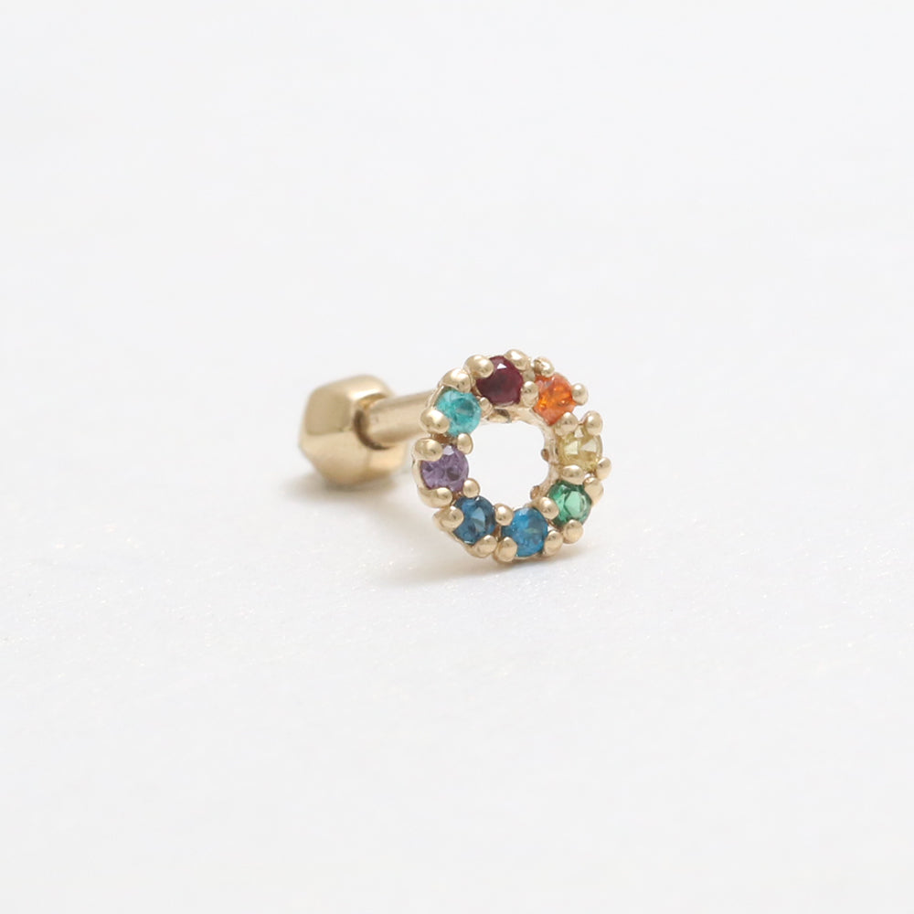 Rainbow CZ Open Circle Ear Piercing – from J Shop